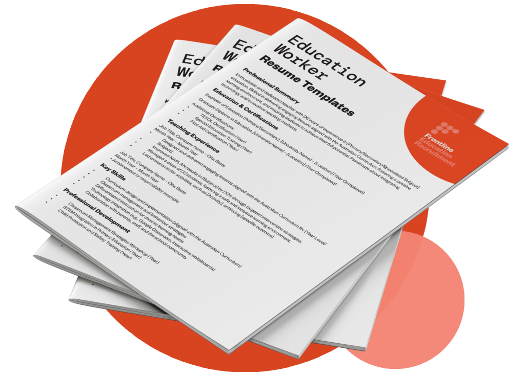 Frontline Education - Teacher Resume Template Australian Version