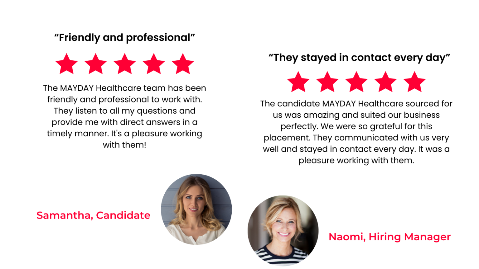 MAYDAY Healthcare Testimonials